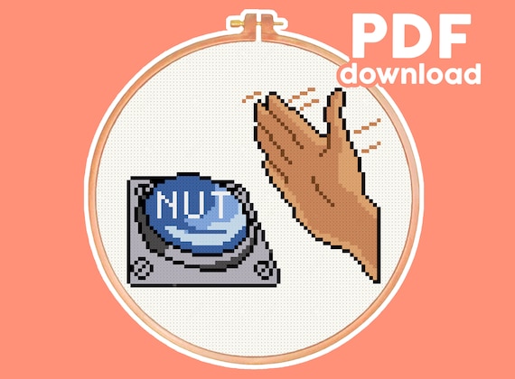 Nut Button Meme Funny Modern Subversive Cross Stitch | Etsy