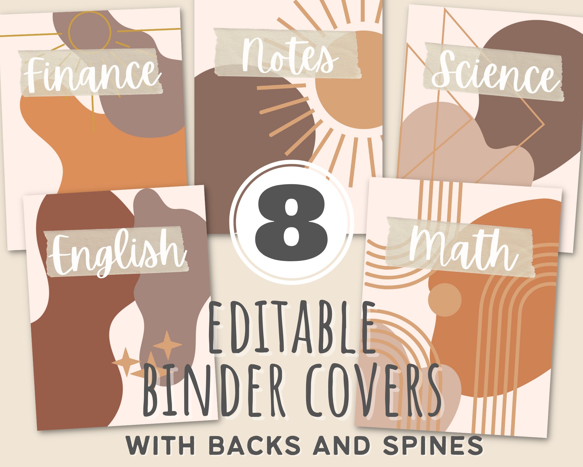 Boho Scrapbook Patterned Binder Cover Printable Pastel Colored Digital ...