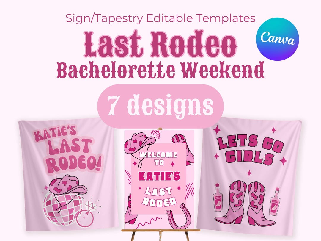 Last Rodeo Disco Cowgirl Bachelorette Custom Tapestry Editable Template ...