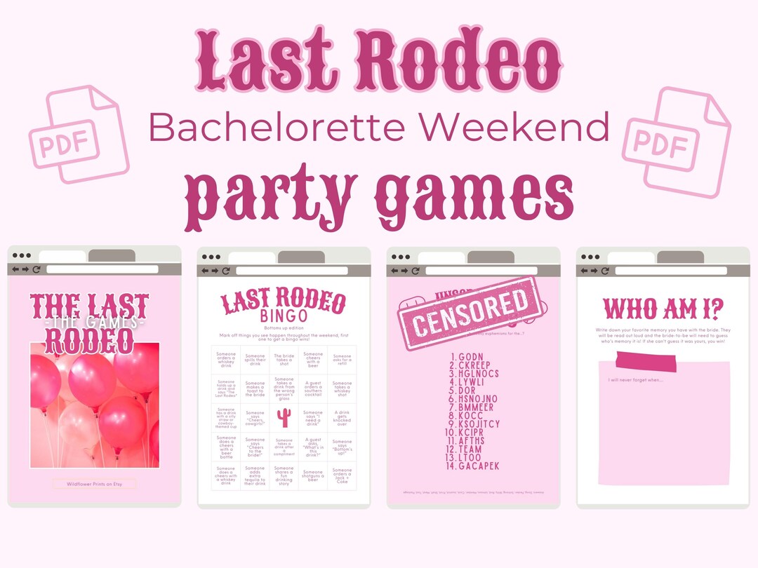 Last Rodeo Disco Cowgirl Bachelorette Printable Games | Digital ...