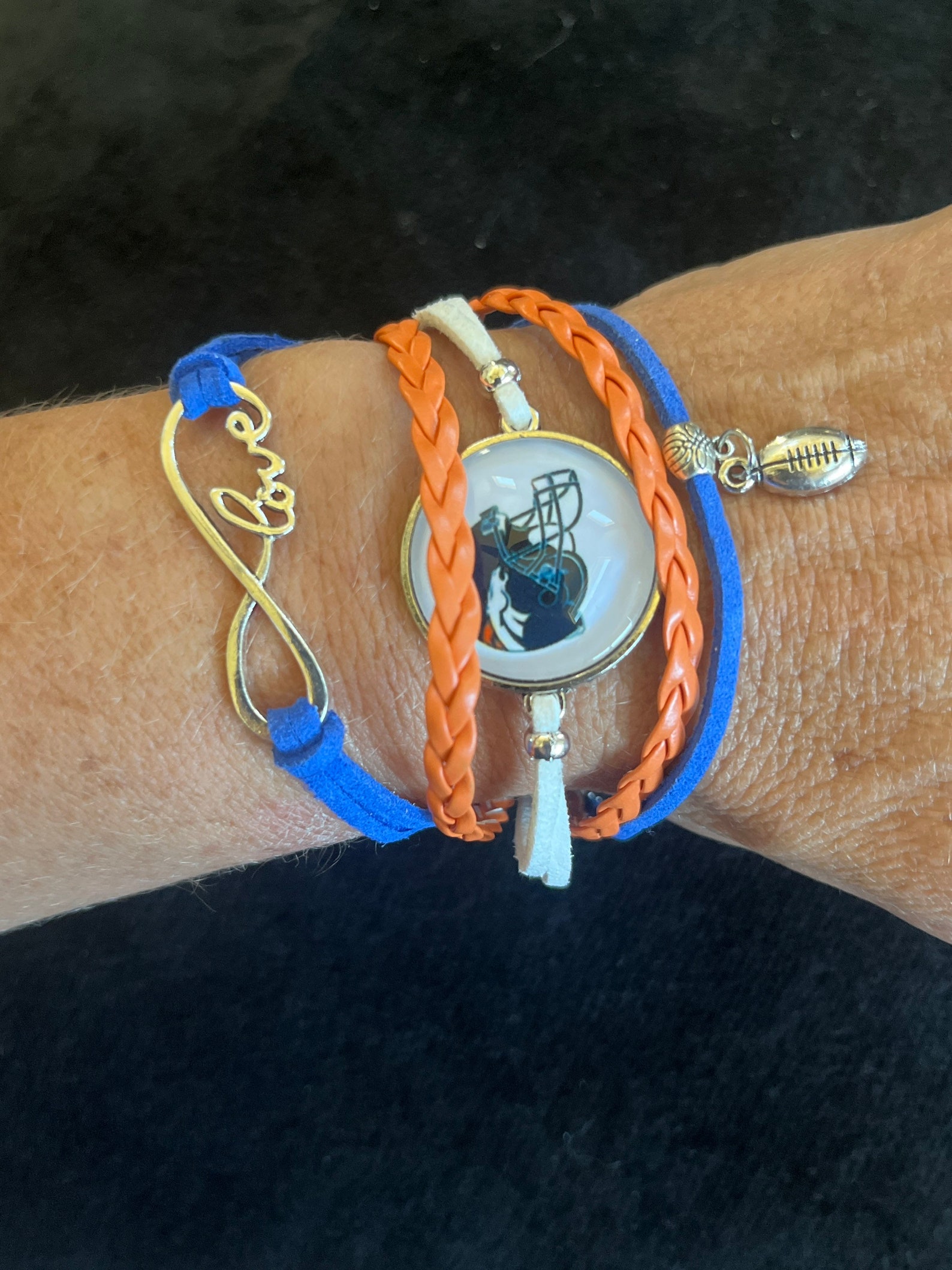 Handmade Infinity NFL Denver Broncos Football Cabuchon Adjustable Charm ...