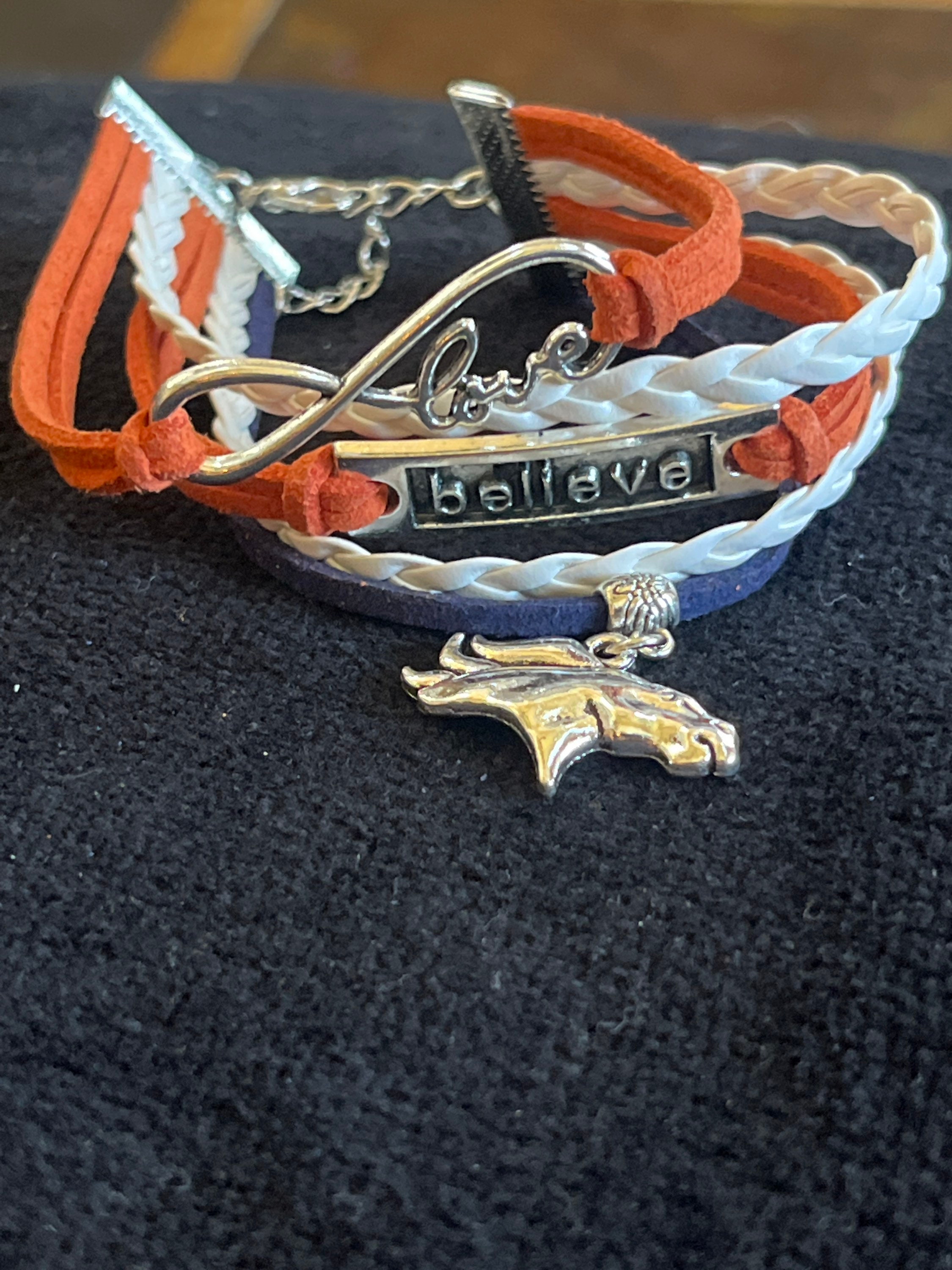 Handmade Infinity NFL Football Denver Broncos BELIEVE Adjustable Charm ...