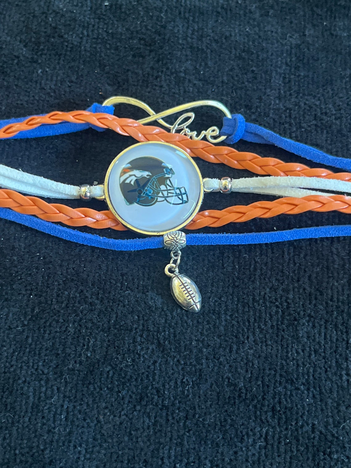 Handmade Infinity NFL Denver Broncos Football Cabuchon Adjustable Charm ...