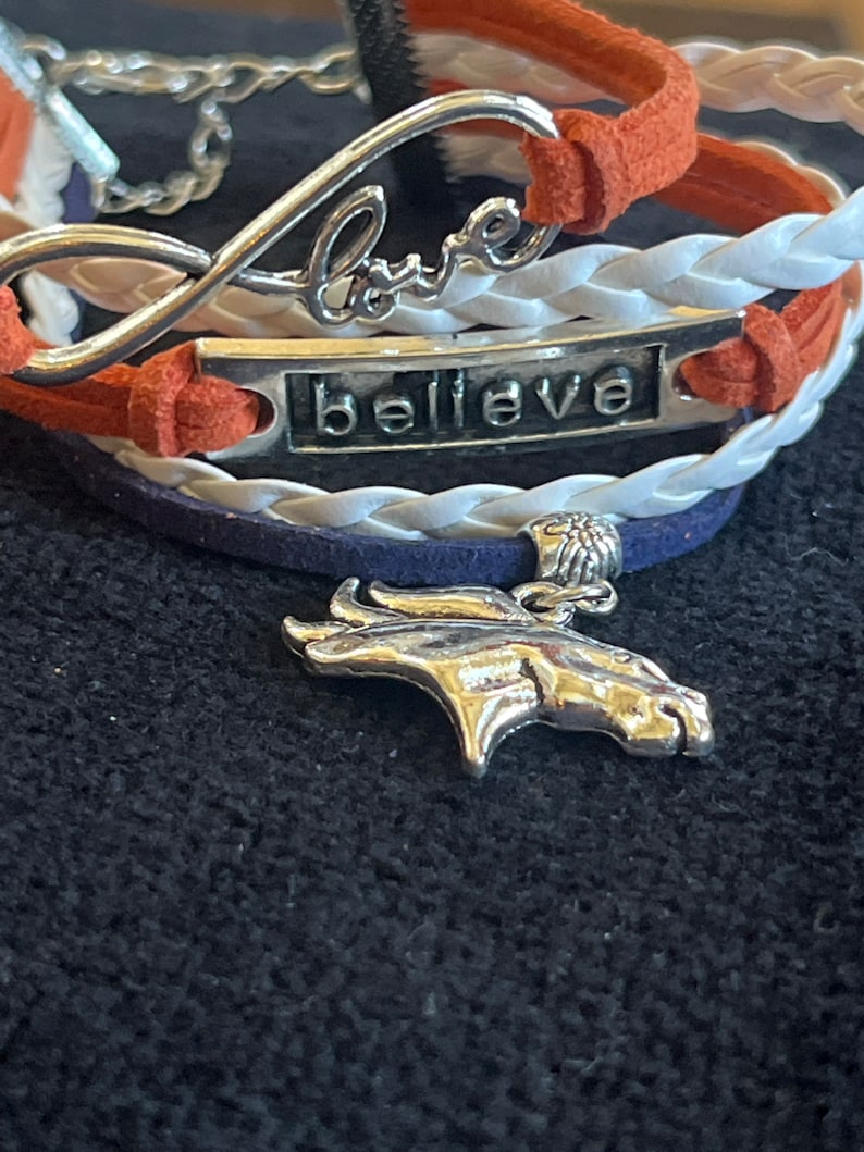 Handmade Infinity NFL Football Denver Broncos BELIEVE Adjustable Charm ...