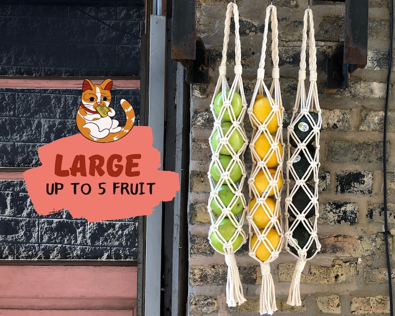 Hanging Produce Storage | Macrame Fruit Veggie Hammock | Vegetable Bag ...