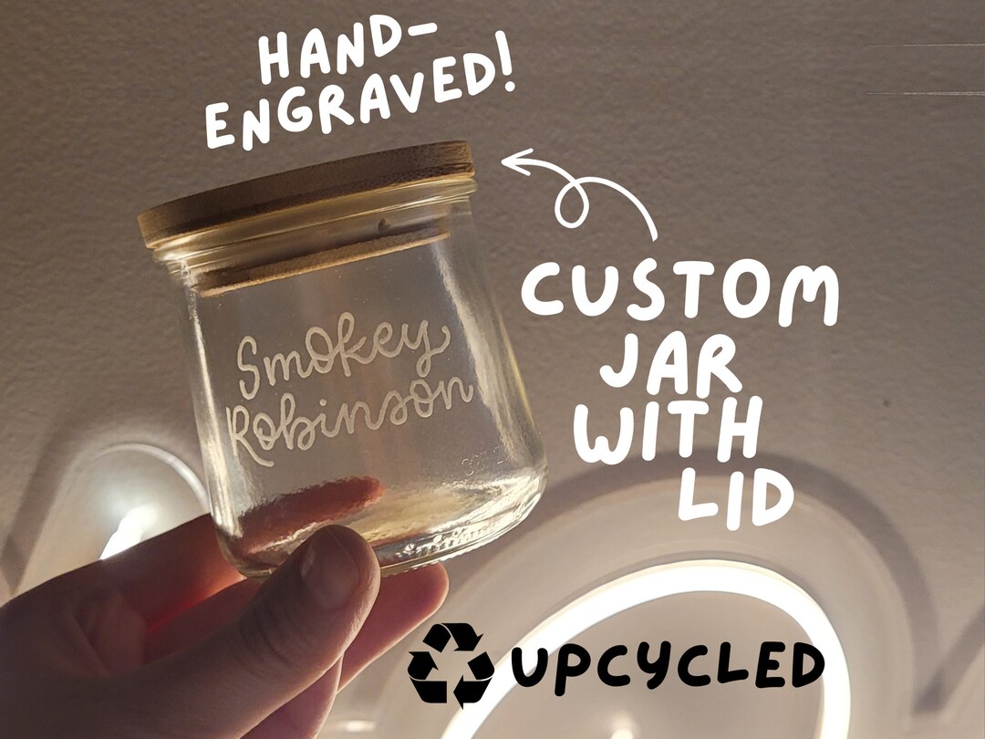 Custom Jar Engraved | Etched Glass Keepsake Memory Spice Container Lid ...
