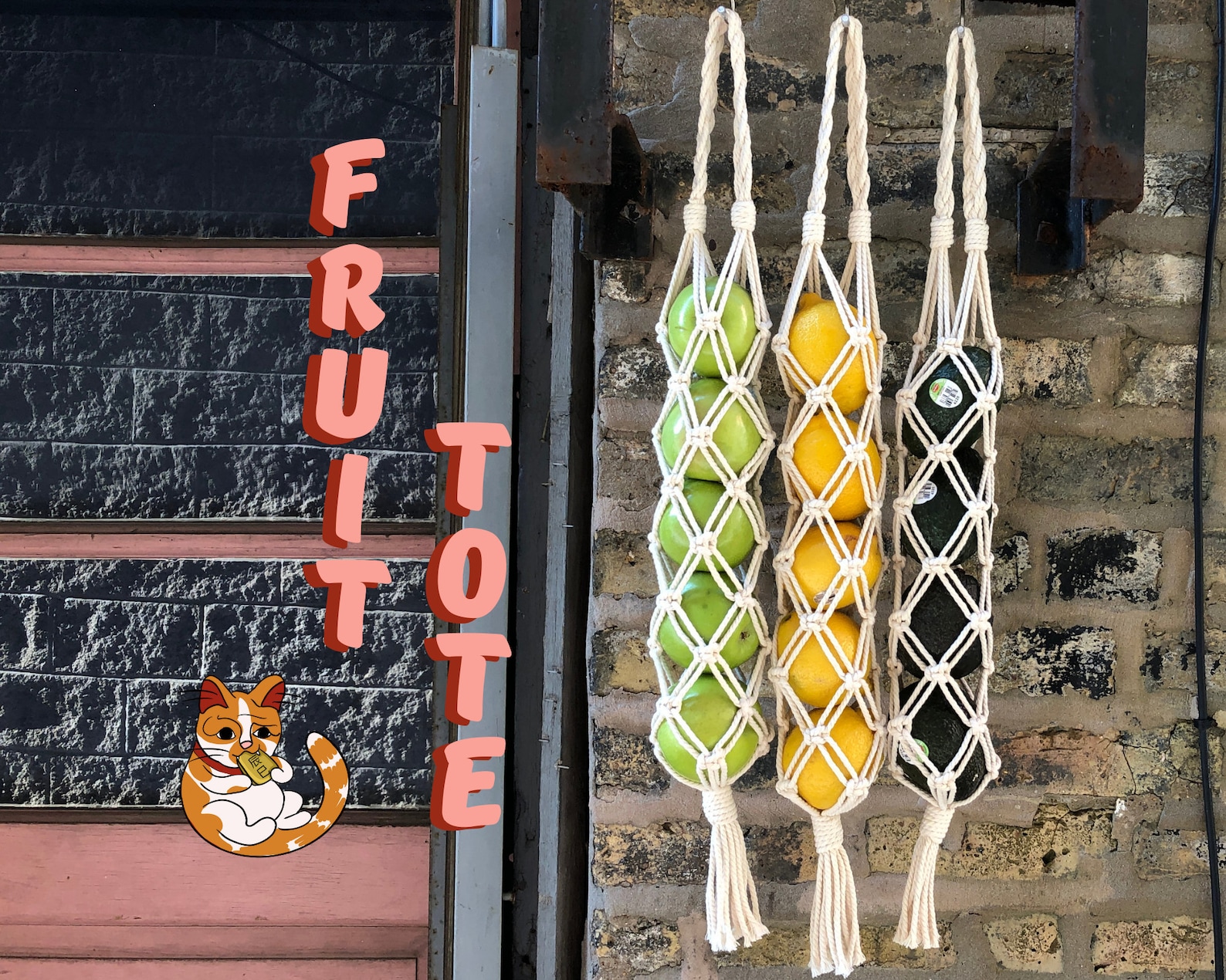 Hanging Produce Storage | Macrame Fruit Veggie Hammock | Vegetable Bag ...