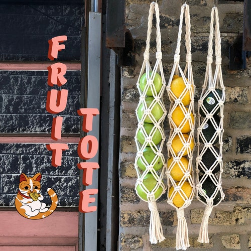 Hanging Produce Storage Macrame Fruit Vegetable Bag Wine - Etsy