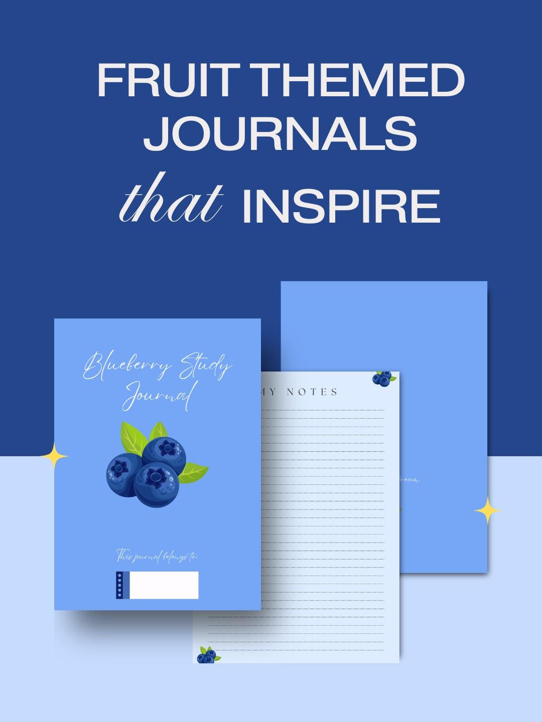 Blueberry Study Journal | Cute Aesthetic Notebook | Fruit-themed ...