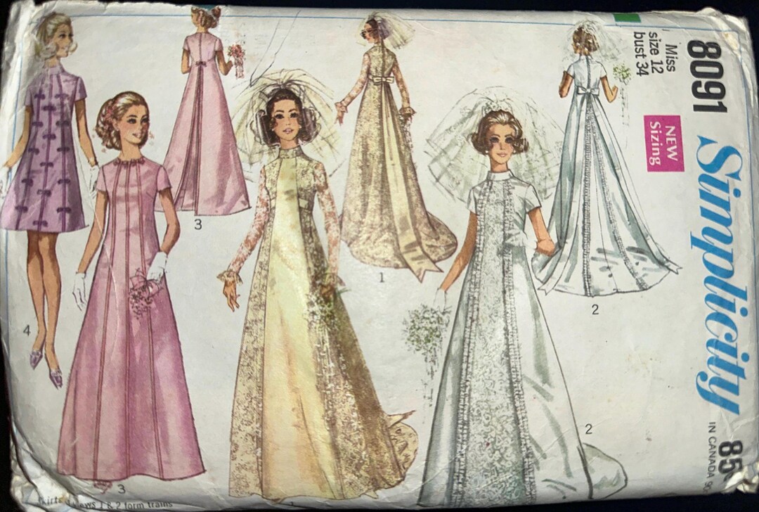 Vintage Sewing Pattern Simplicity 8091 Misses' Wedding / Bridesmaid's ...