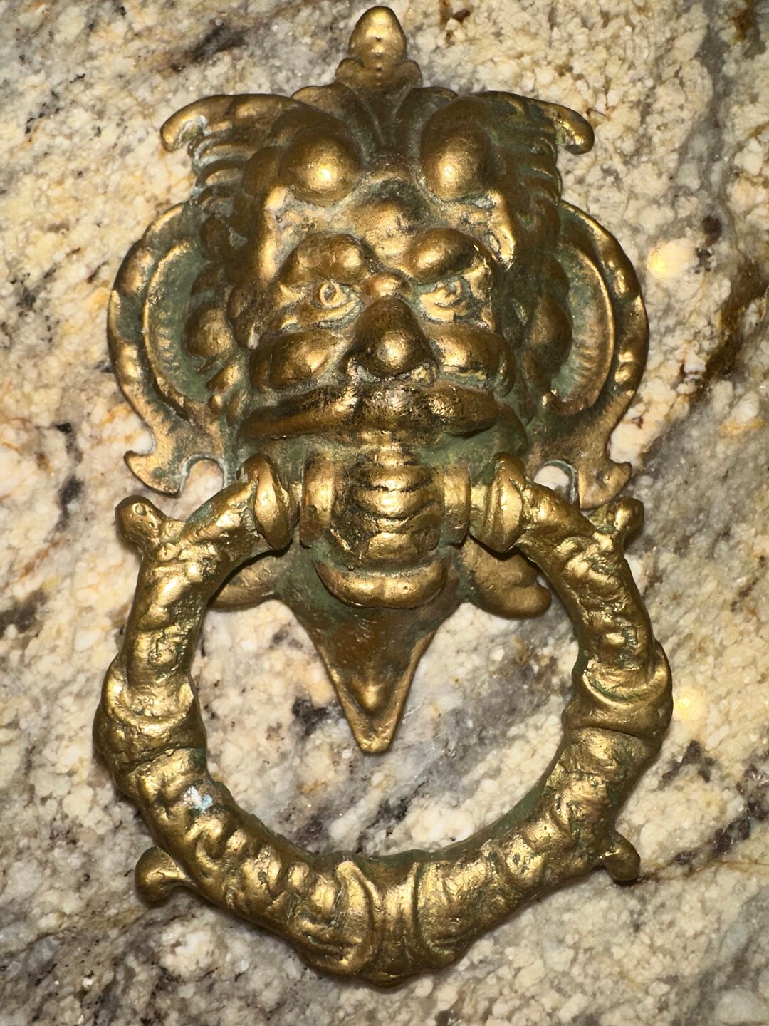 Vintage European Brass Metal Evil Devil Satan Demon Gargoyle Door ...