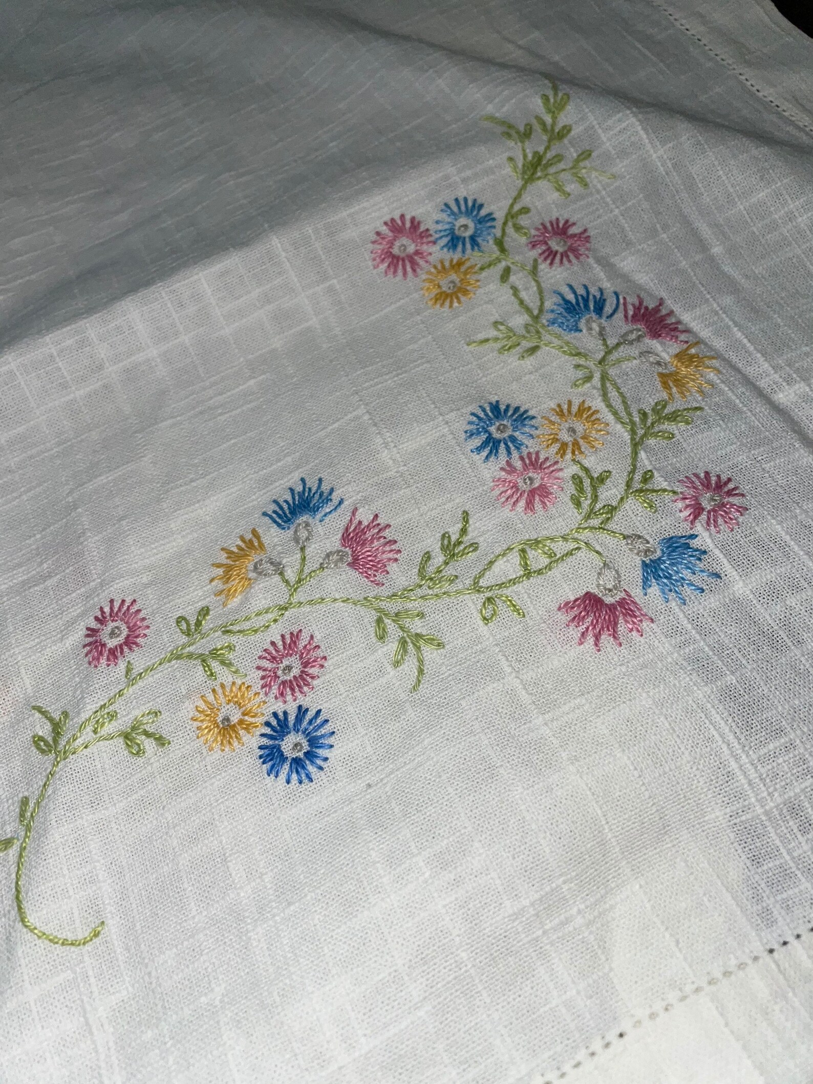 Vintage Hand Embroidered Embroidery Linen Decorative Table | Etsy