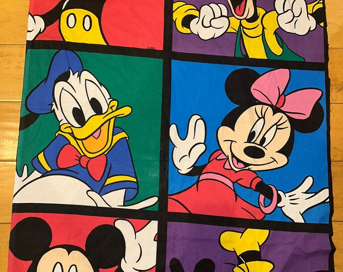 Partial Disney Minnie Mickey Goofy Donald Bed Sheet Bedding Fabric ...