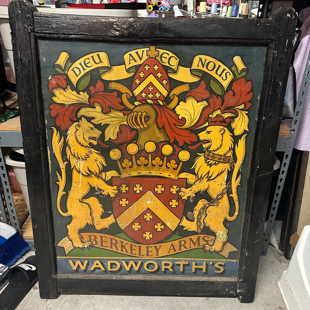 Large Vintage Original British UK Pub Sign Wadworth's the Berkeley Arms ...