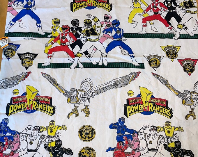 1990's Vintage Mighty Morphin Power Rangers Partial Vintage Bedsheet ...