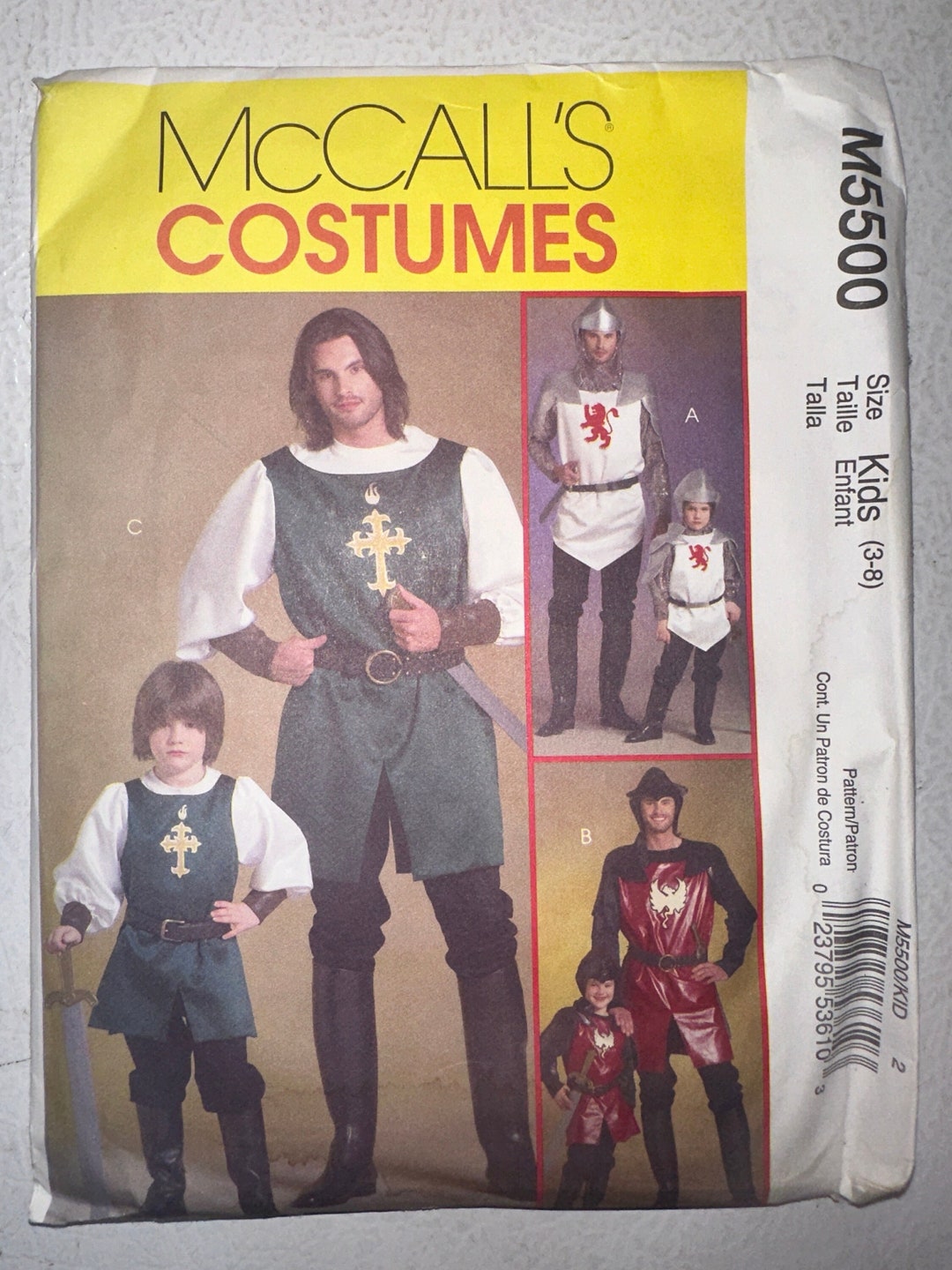 Sewing Pattern Mccall's 5500 Costume Cosplay Knight Prince Samurai ...