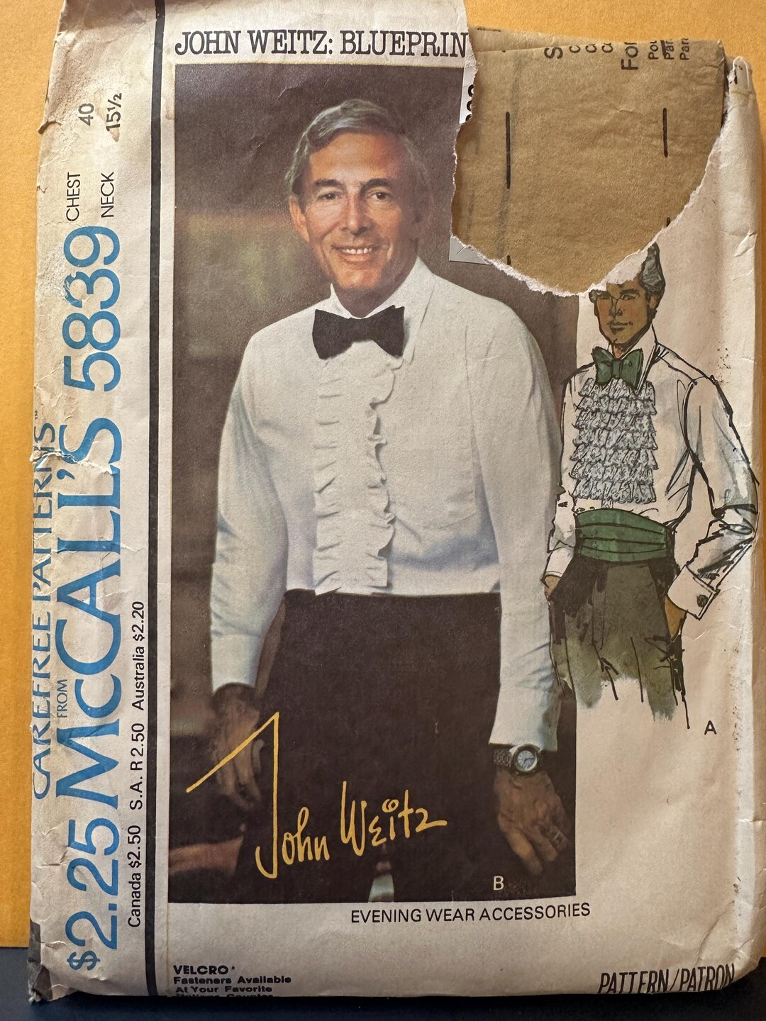 Vintage Sewing Pattern Mccall's 5839 John Weitz Mens Evening Wear ...