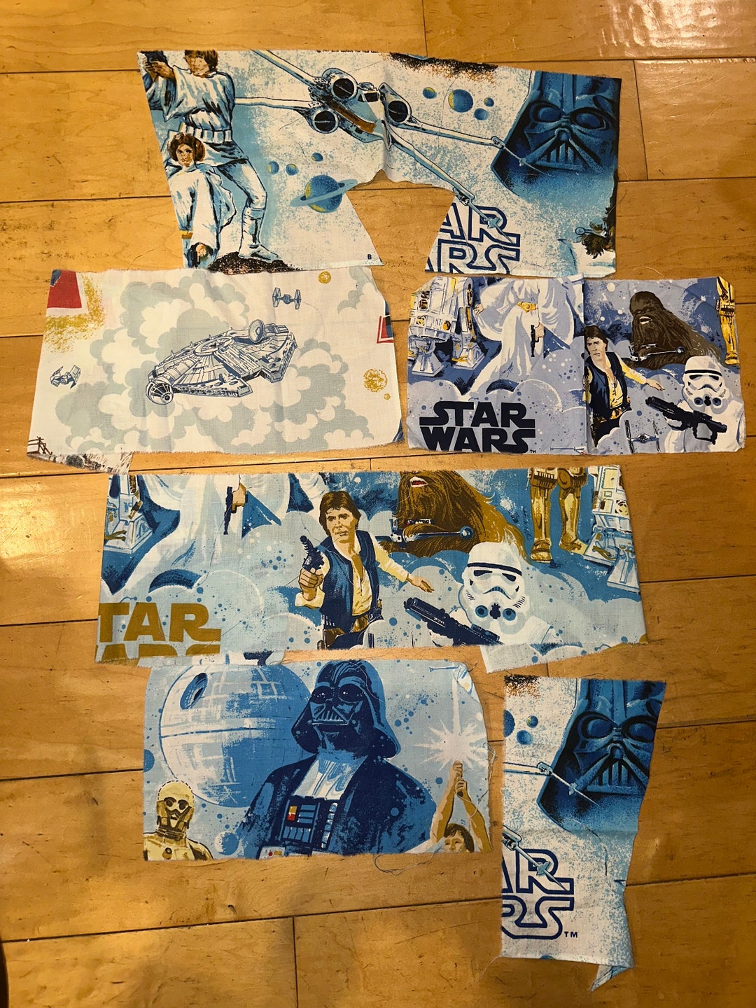 Assorted Lot of Vintage Partial Remnants Star Wars Bed Sheet Fabric ...