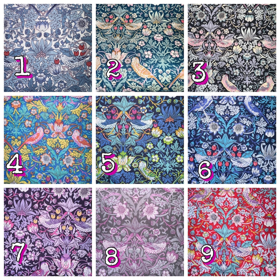 Liberty of London Tana Lawn 100% Cotton Woven Fabric the Strawberry Thief Remnants 9x10 Inches ...