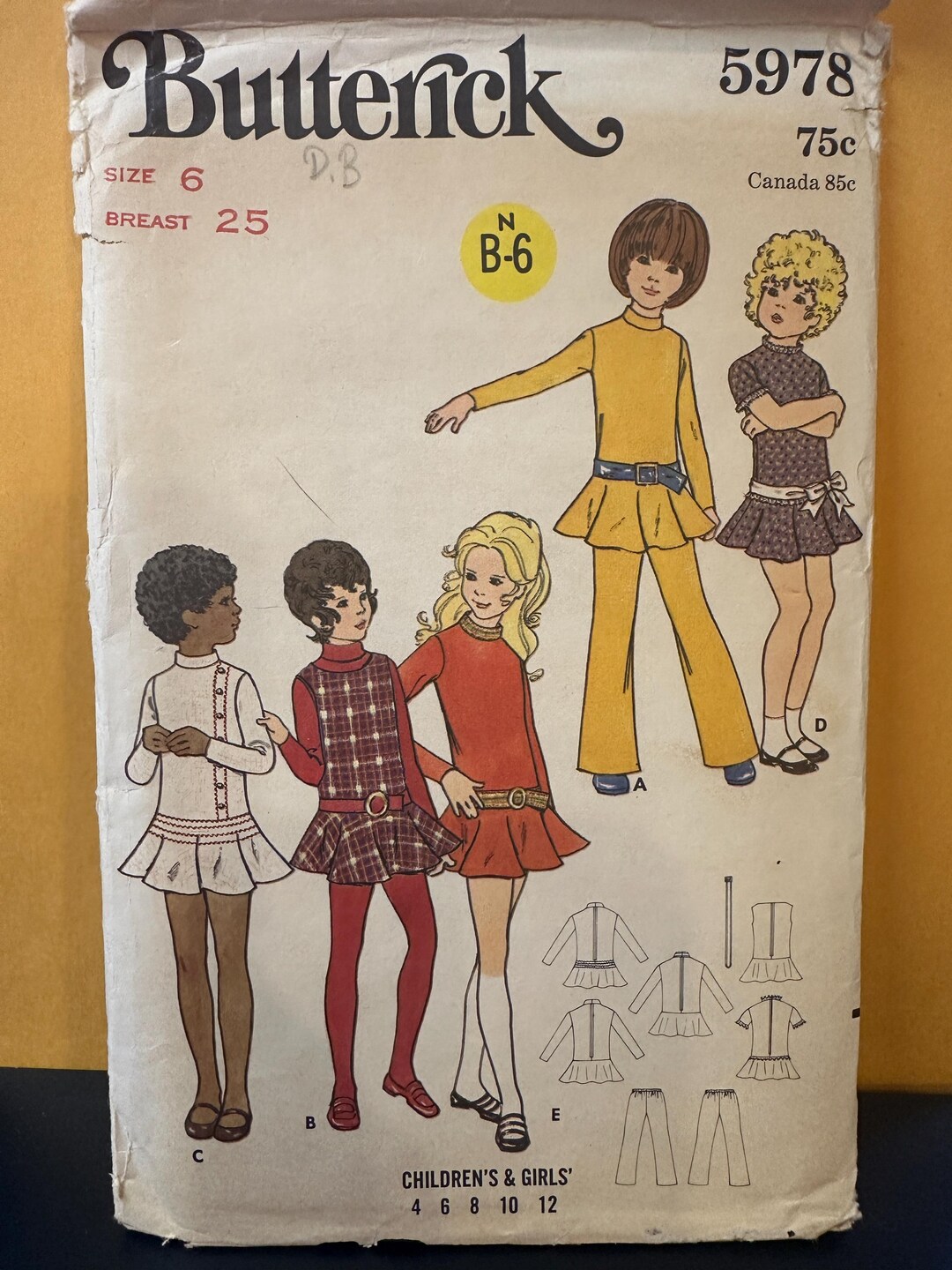 Vintage 1970's Sewing Pattern Butterick 5978 Girls' Jumper or Dress ...