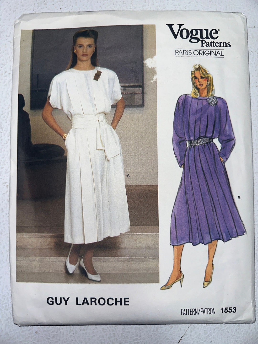 Vintage Designer Sewing Pattern Vogue 1553 Guy Laroche Misses' Belted ...