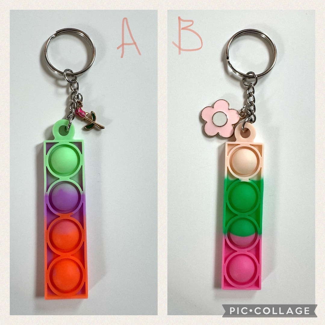 Stress Relief Pop-it Keychain With Charm - Etsy