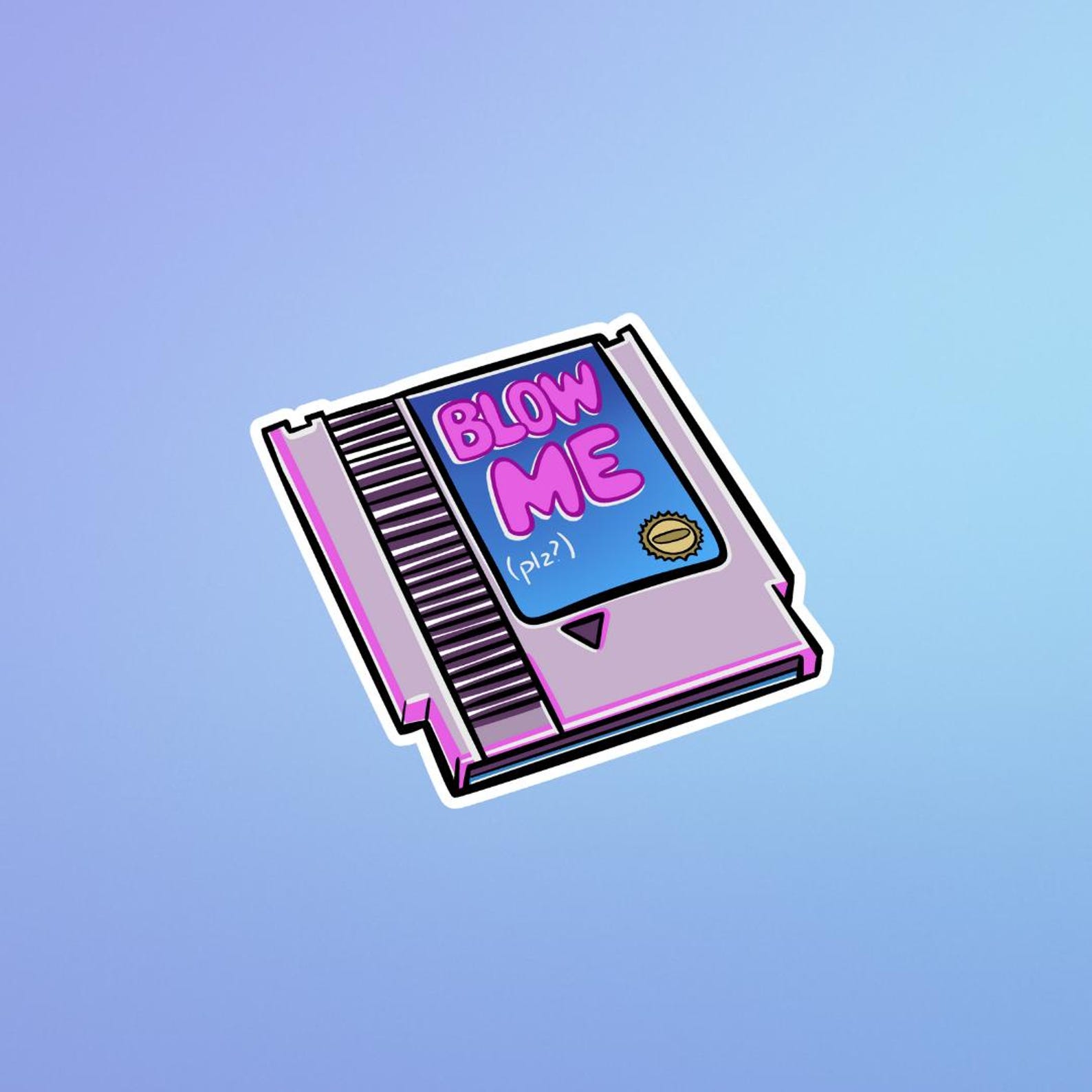 Blow Me Retro NES Cartridge Funny Holographic Adhesive Sticker - for ...