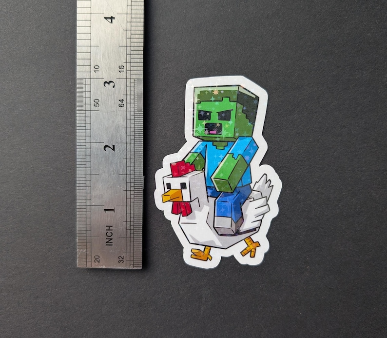 Minecraft Chicken Jockey Meme Funny Holographic Adhesive Sticker - for ...