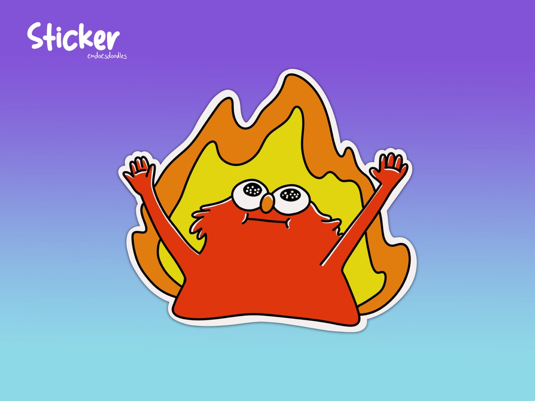 Glossy Adhesive Sticker Elmo on Fire Meme - Etsy UK