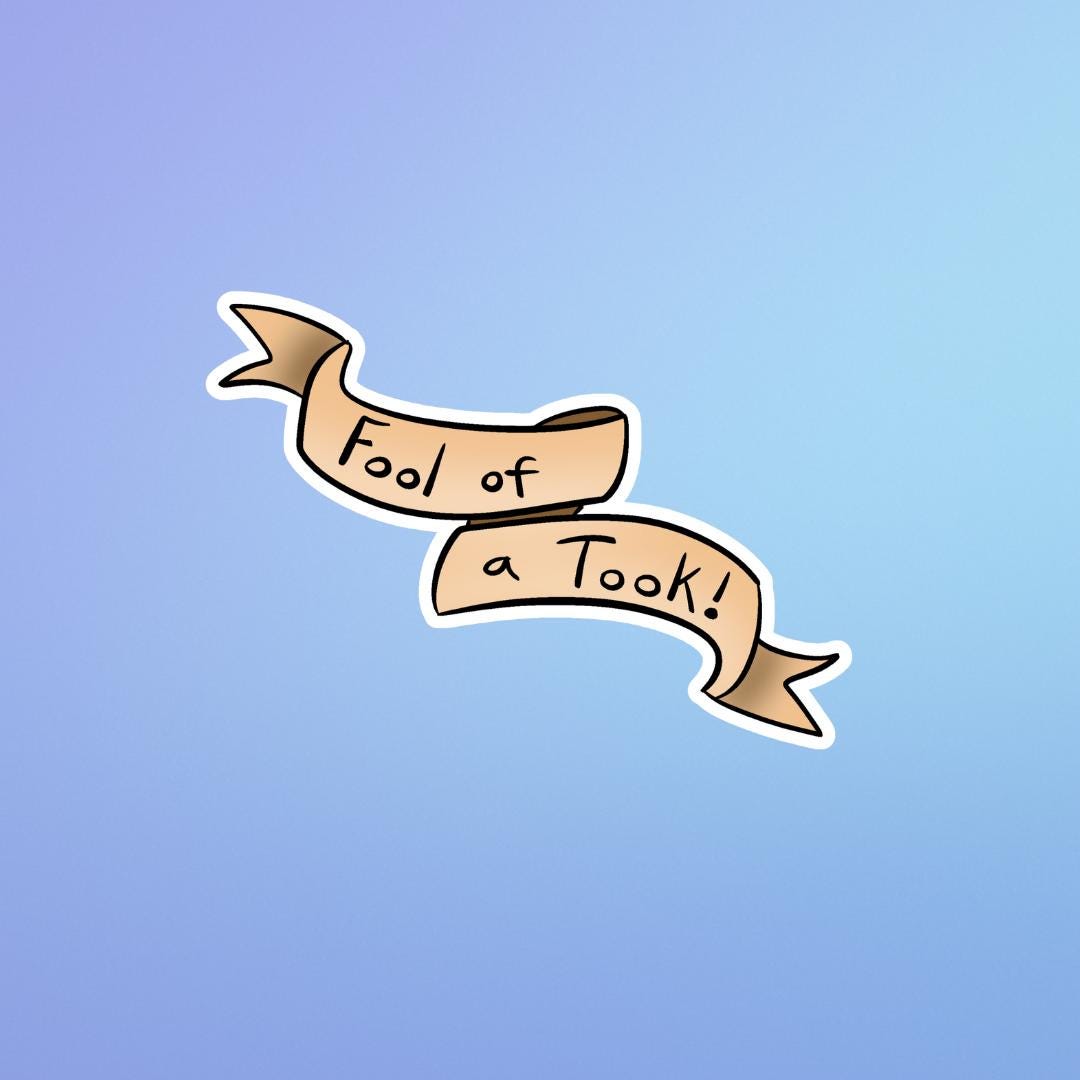 Lotr / Hobbit Fool of A Took Funny Holographic Adhesive Sticker - for ...