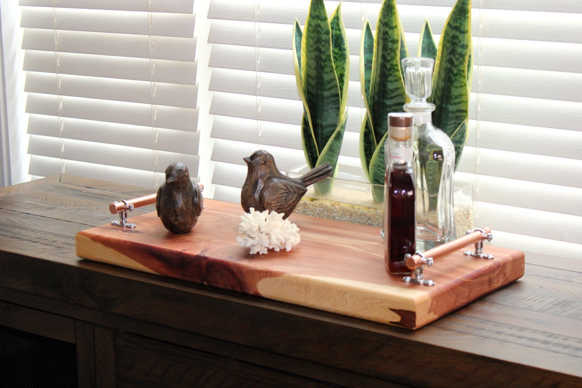 Whiskey Tasting Tray I Bourbon Tray W/ Copper Handles I Party Serving ...