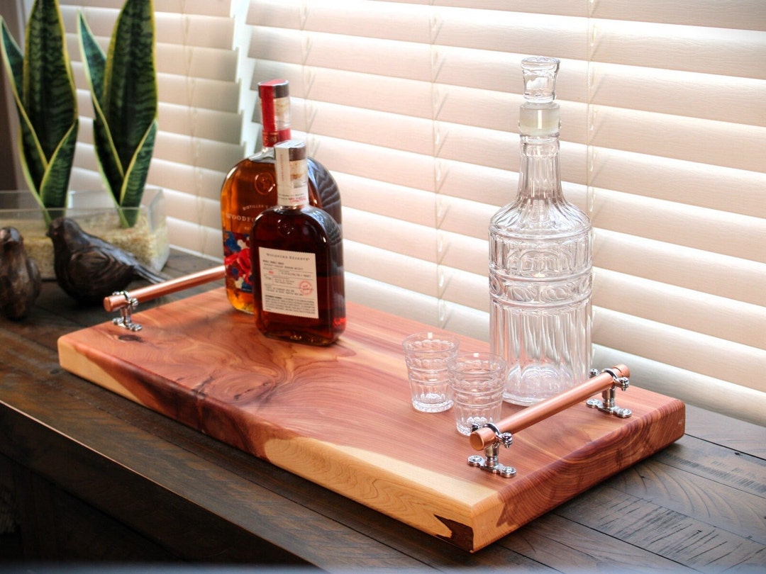 Whiskey Tasting Tray I Bourbon Tray W/ Copper Handles I Party Serving ...