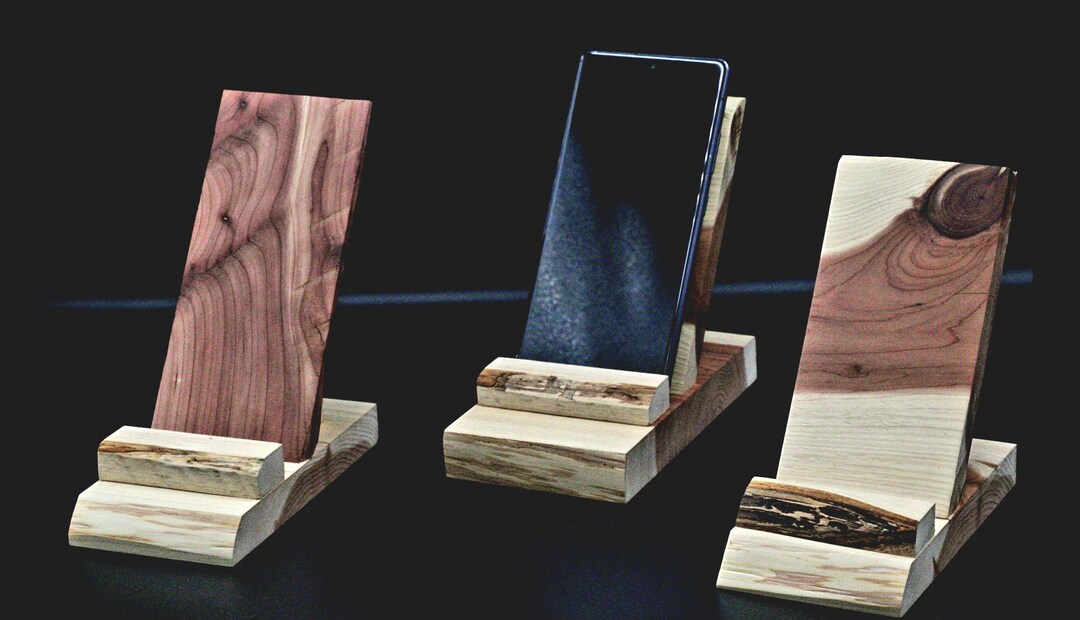 Rustic Cedar Phone Stand I Handmade Cell Phone Holder I Desk Accessory ...