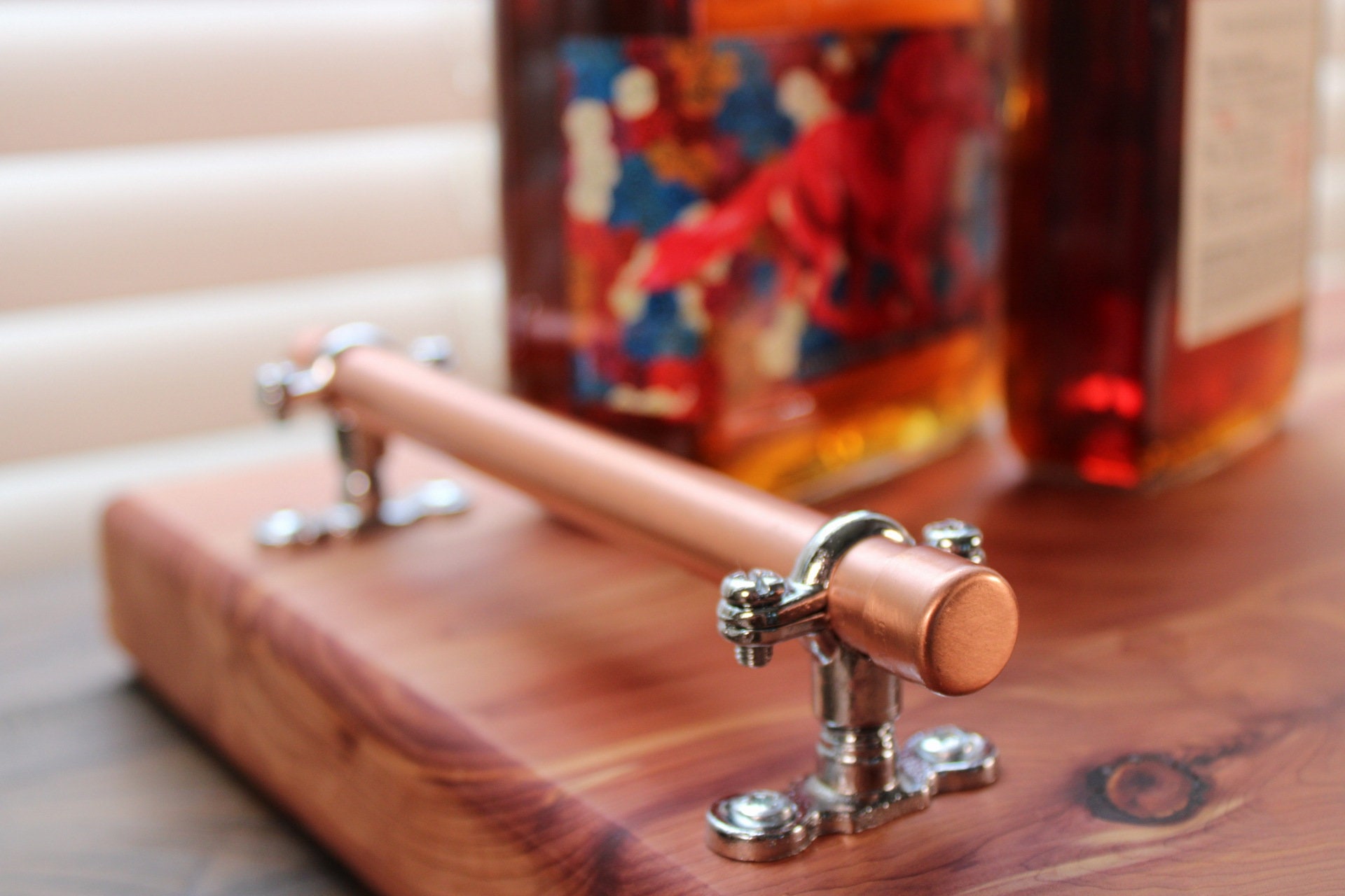 Whiskey Tasting Tray I Bourbon Tray W/ Copper Handles I Party Serving ...