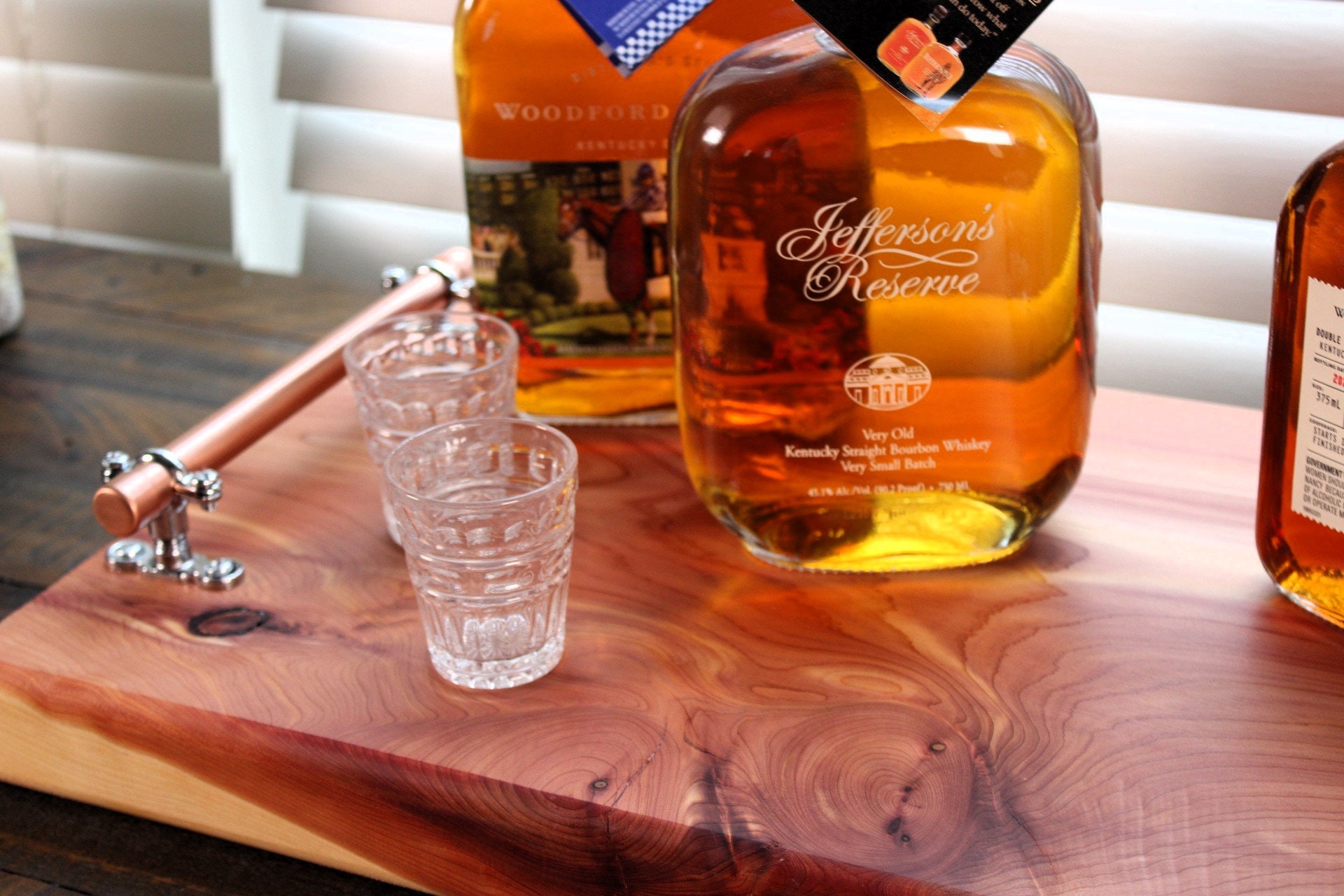 Whiskey Tasting Tray I Bourbon Tray W/ Copper Handles I Party Serving ...