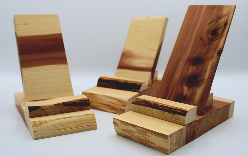 Rustic Cedar Phone Stand I Handmade Cell Phone Holder I Desk Accessory ...