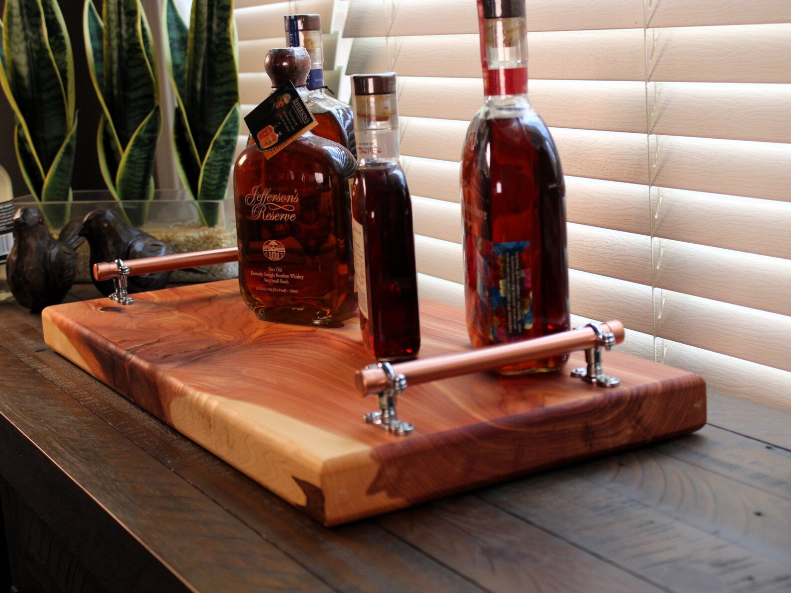 Whiskey Tasting Tray I Bourbon Tray W/ Copper Handles I Party Serving ...