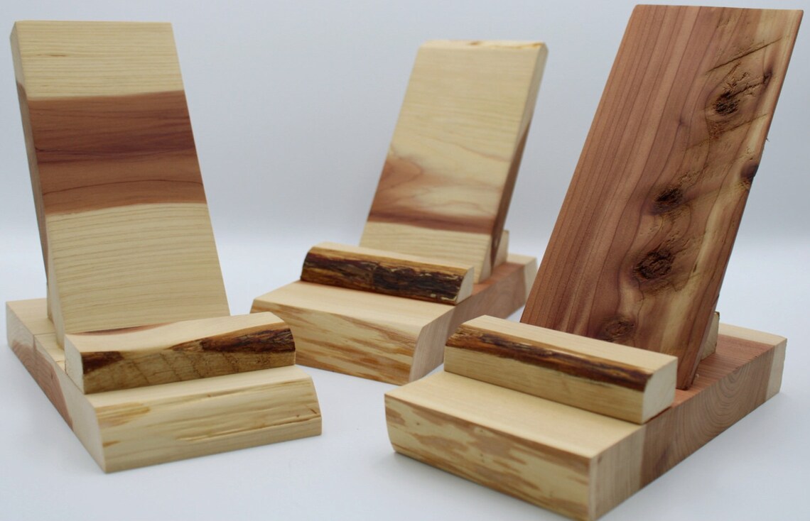 Rustic Cedar Phone Stand I Handmade Cell Phone Holder I Desk Accessory ...