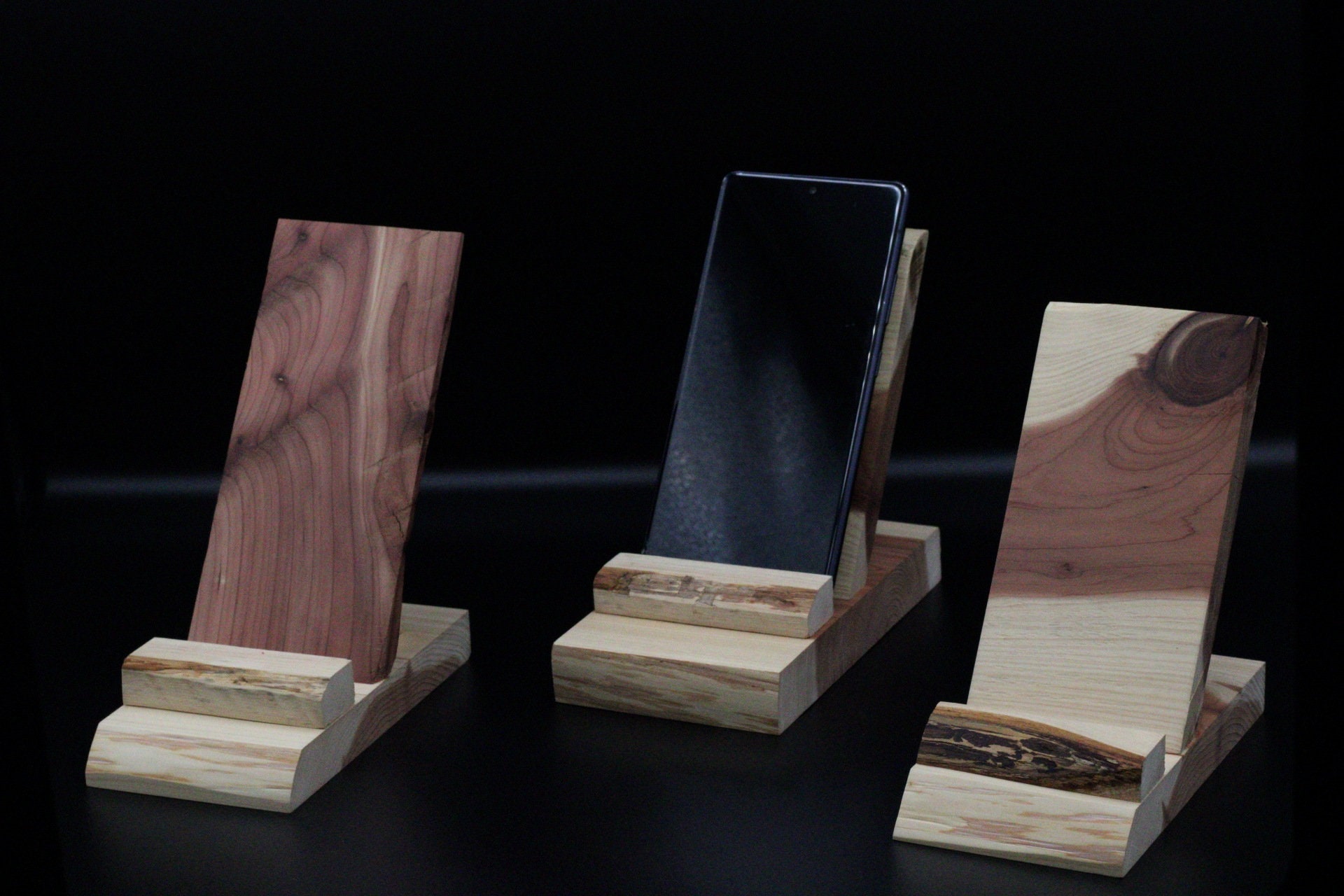Rustic Cedar Phone Stand I Handmade Cell Phone Holder I Desk Accessory ...