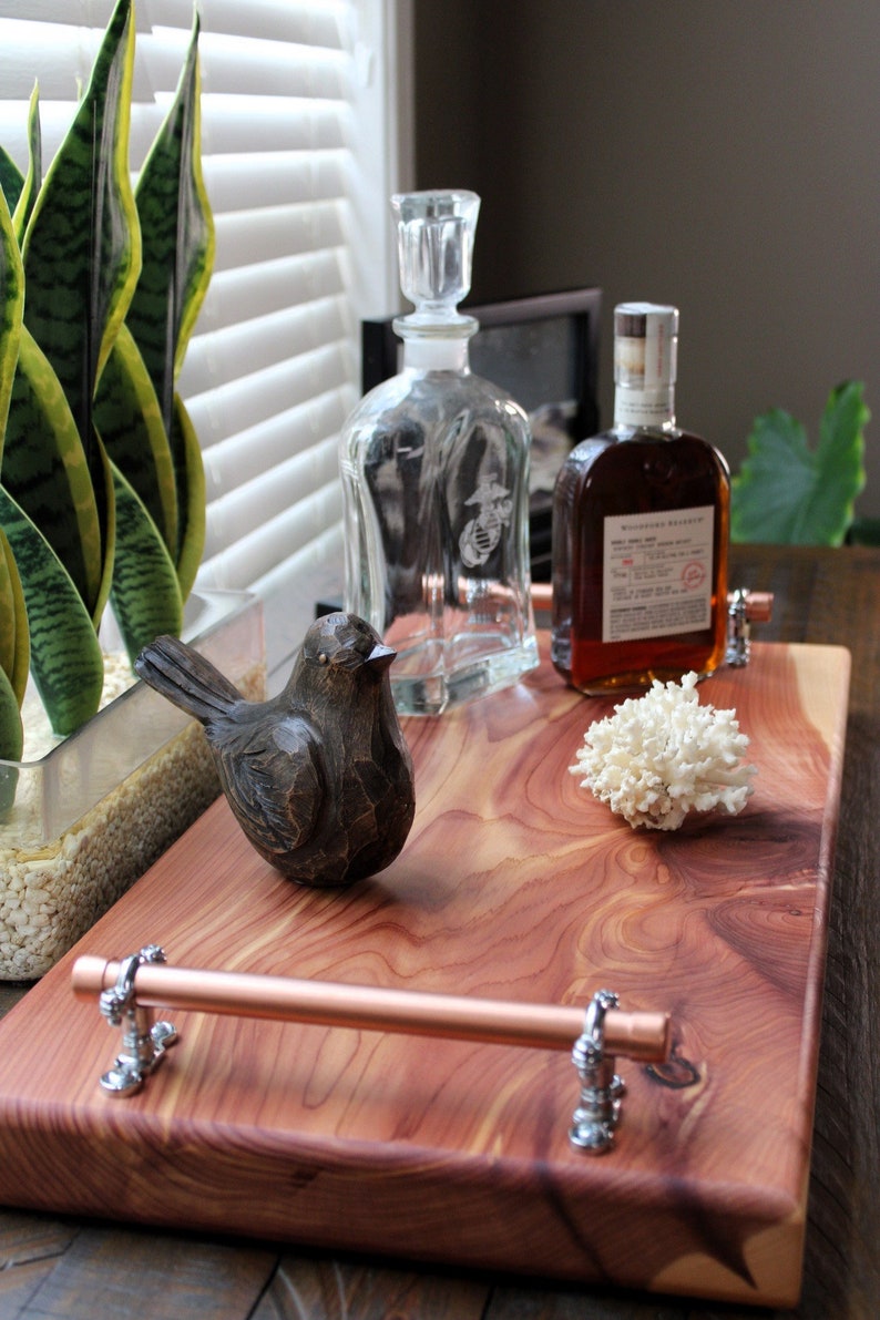 Whiskey Tasting Tray I Bourbon Tray W/ Copper Handles I Party Serving ...