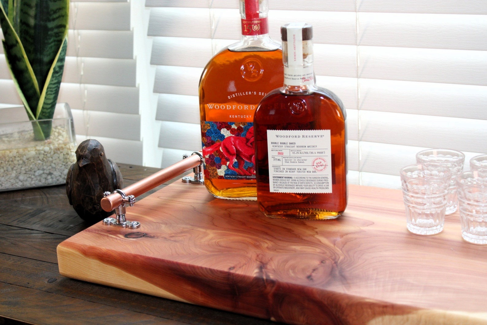 Whiskey Tasting Tray I Bourbon Tray W/ Copper Handles I Party Serving ...