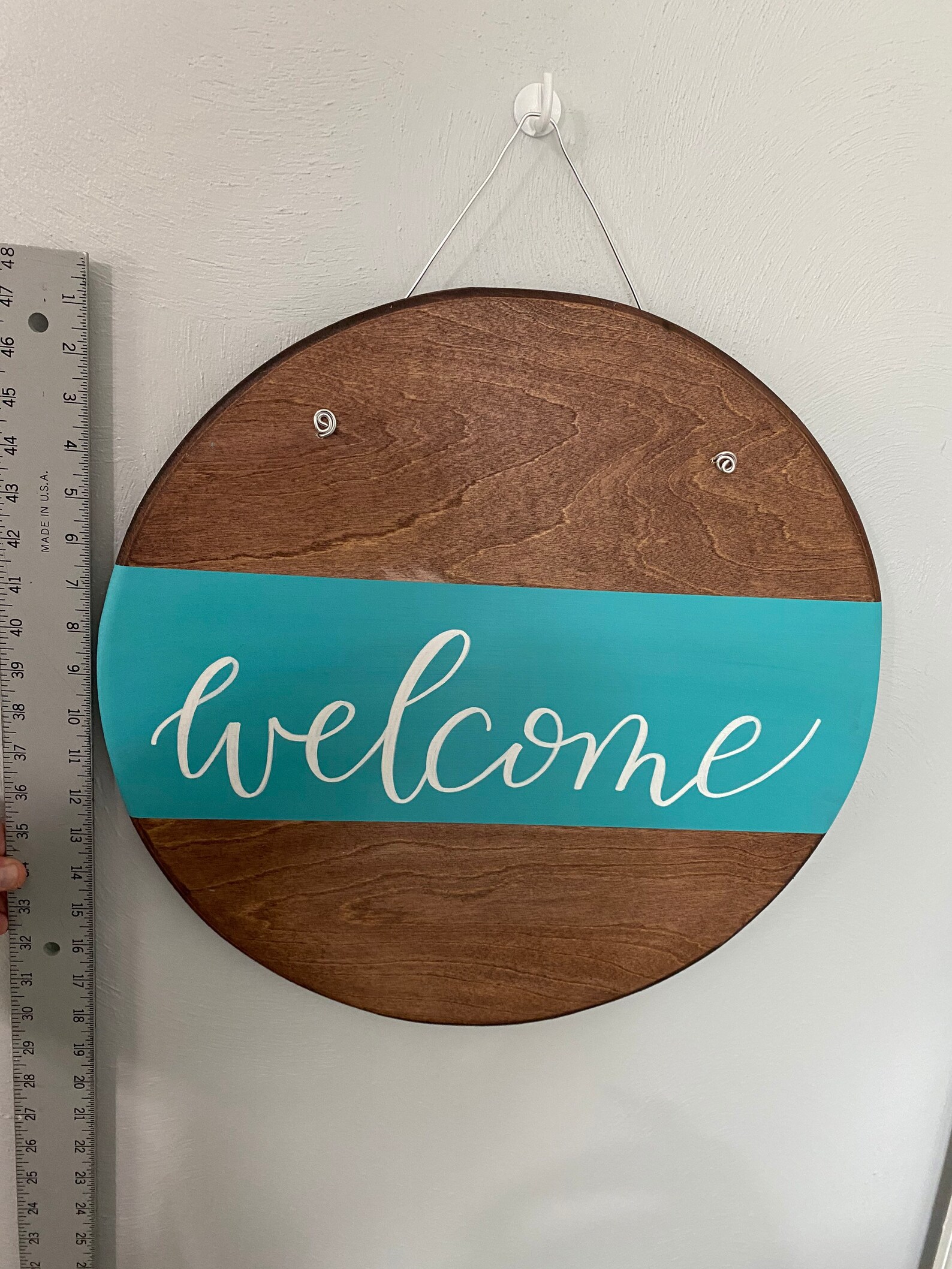 Teal Welcome Wooden Sign Welcome Door Hanger Welcome Sign - Etsy