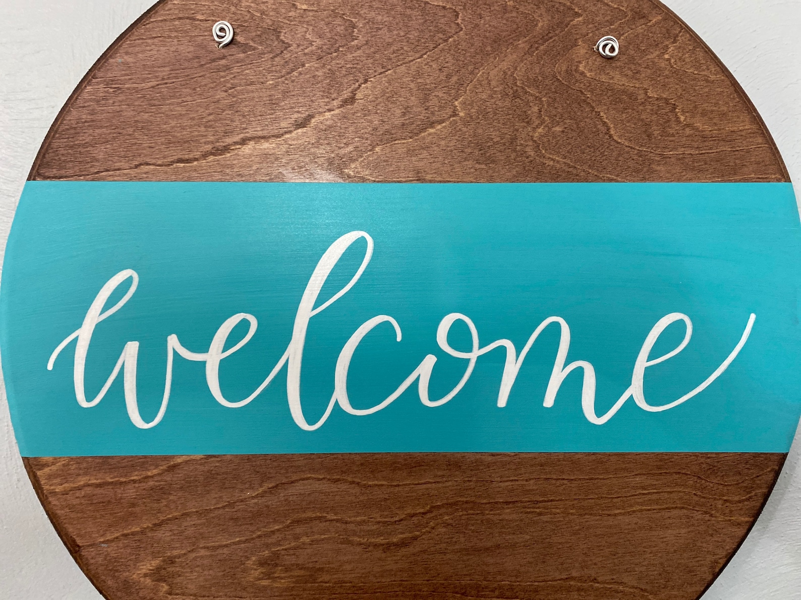 Teal Welcome Wooden Sign Welcome Door Hanger Welcome Sign | Etsy