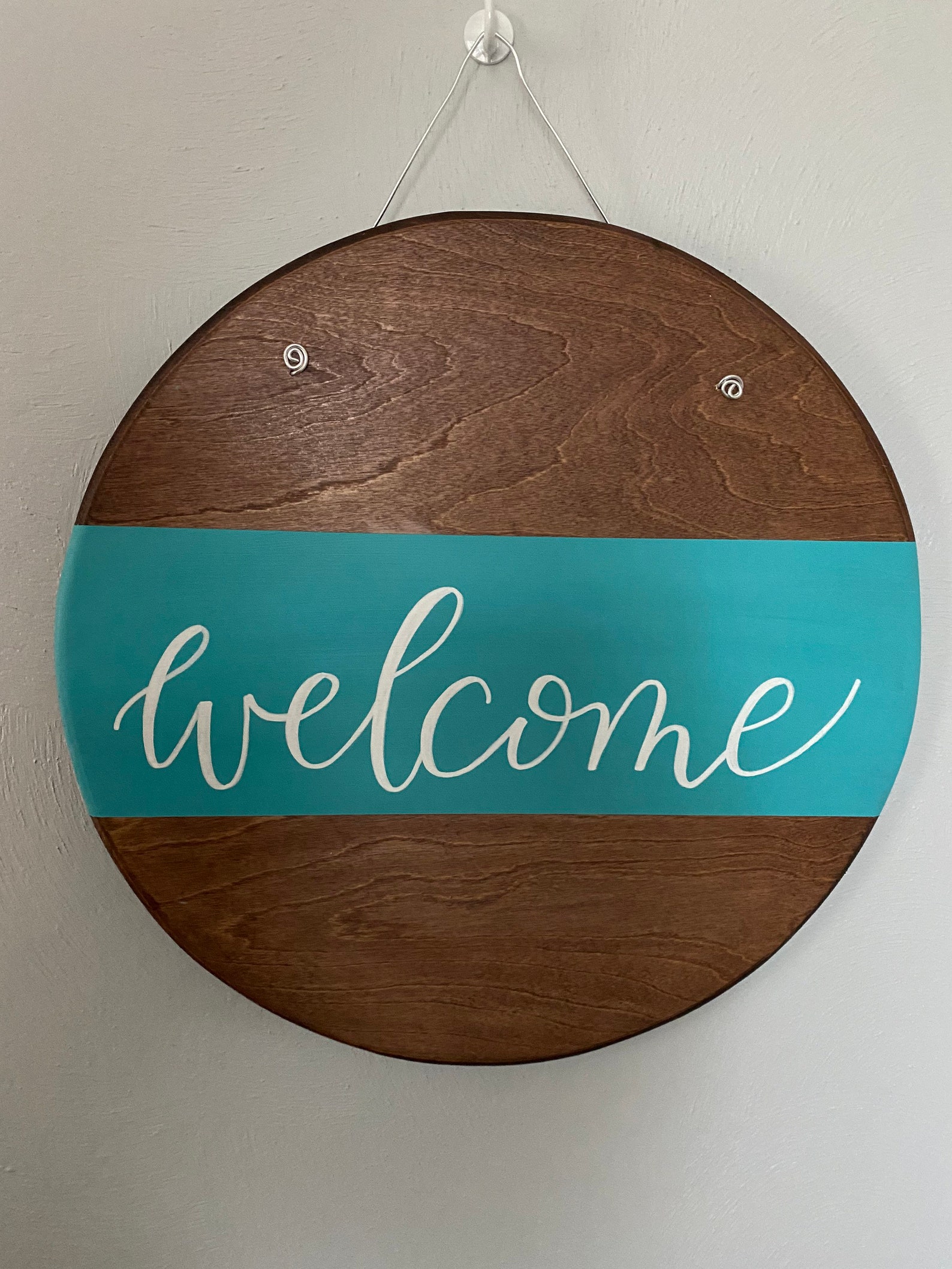 Teal Welcome Wooden Sign Welcome Door Hanger Welcome Sign - Etsy