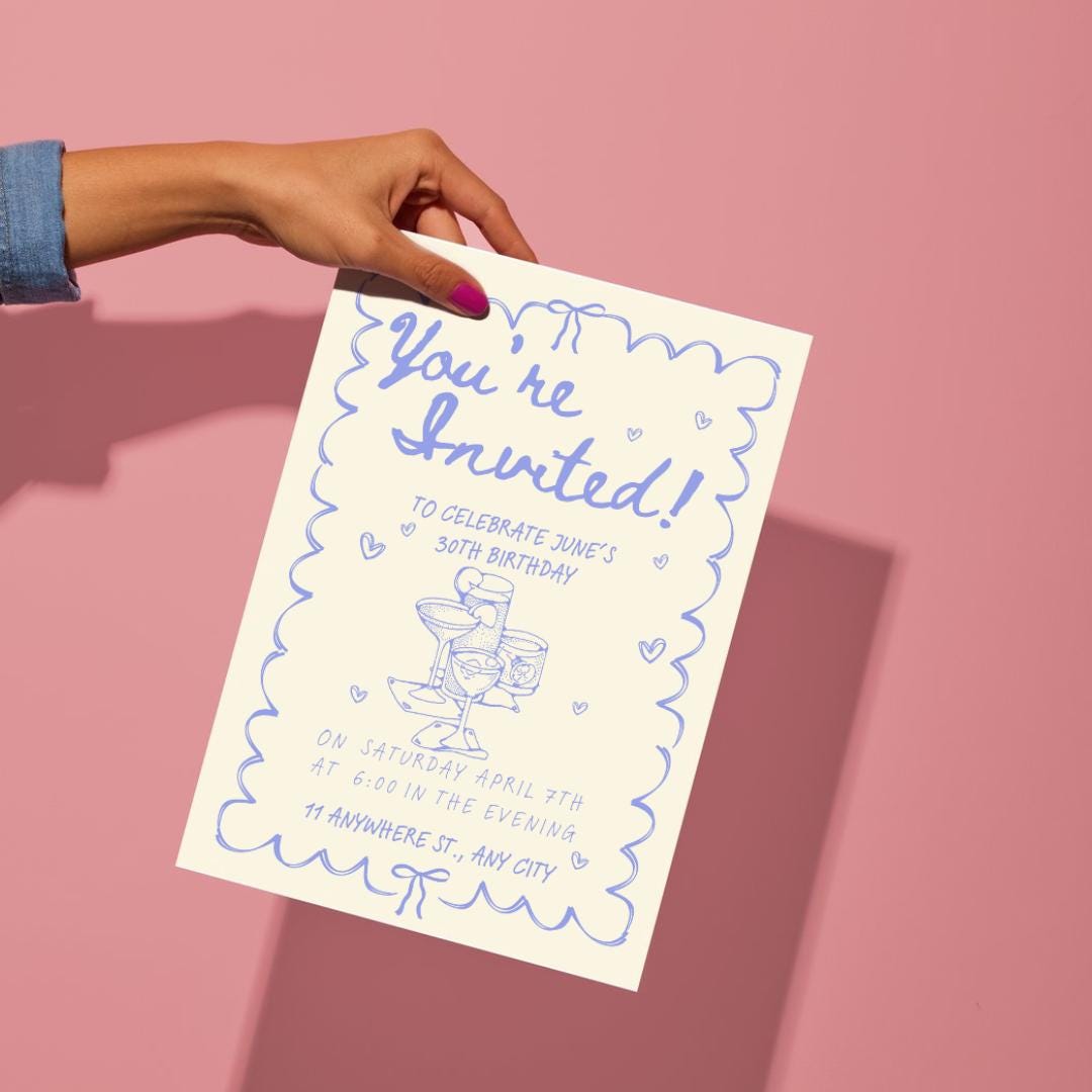Trendy Birthday Invitation Template - Etsy