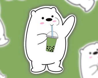 Boba Bear Sticker - Etsy