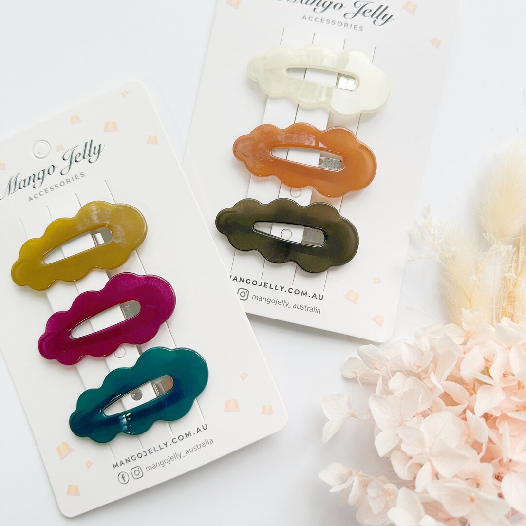 Regular Acrylic Cloud Shape Hair Clips Snap Clips 3 Pieces Autumn ...
