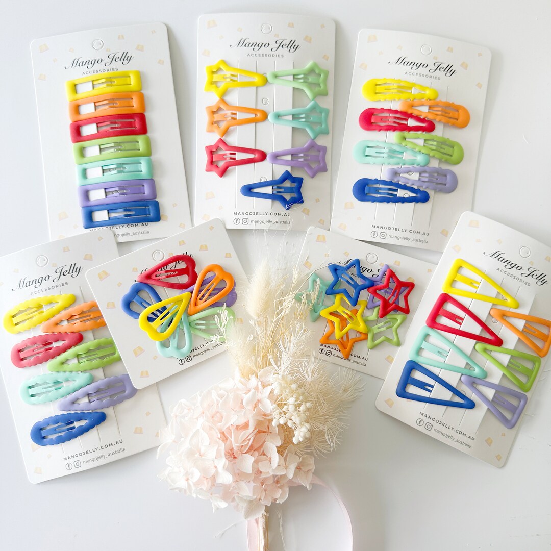 Rainbow Snap Hair Clips: Star & Geometric Shapes, Pastel Colors - Etsy ...