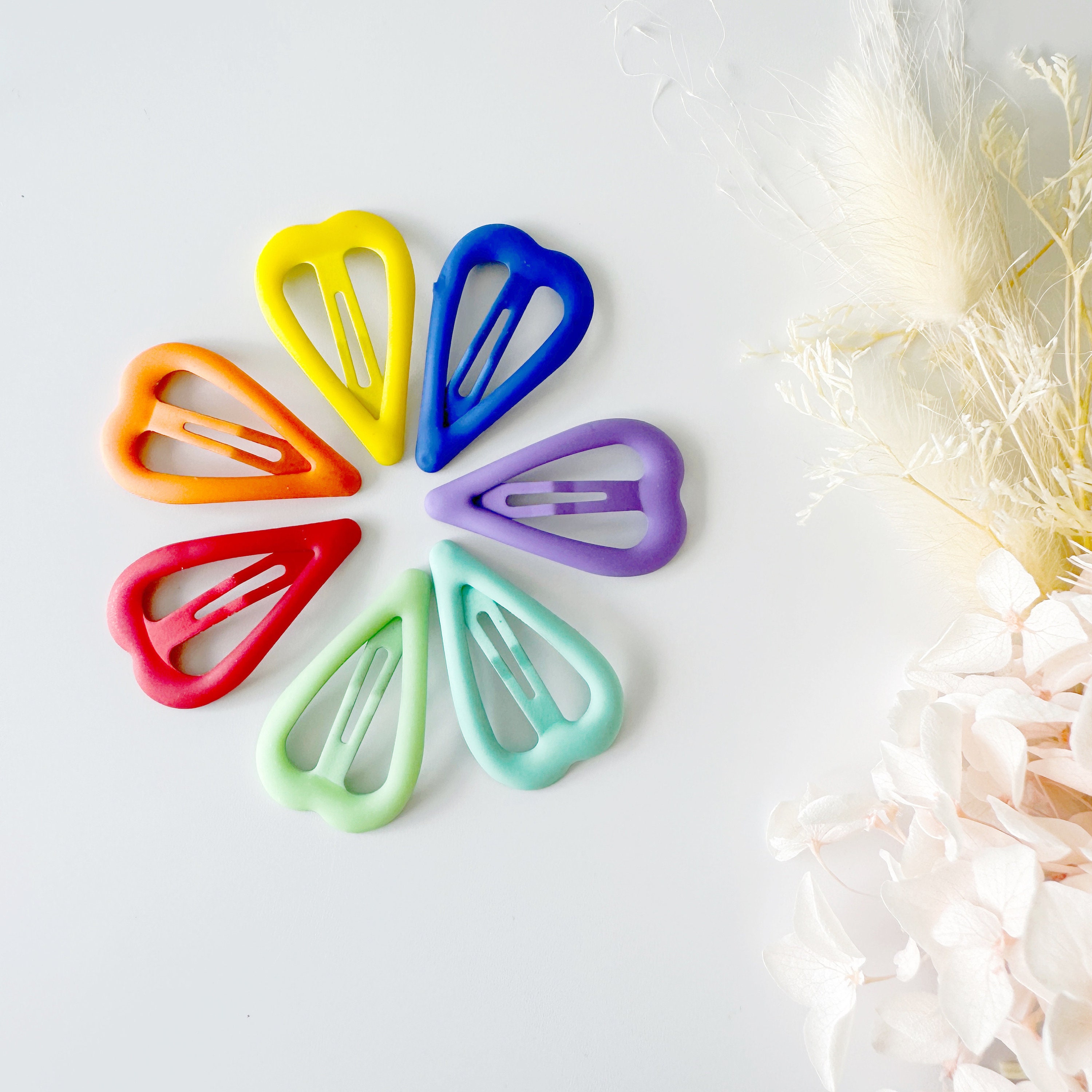 Rainbow Snap Hair Clips: Star & Geometric Shapes, Pastel Colors - Etsy
