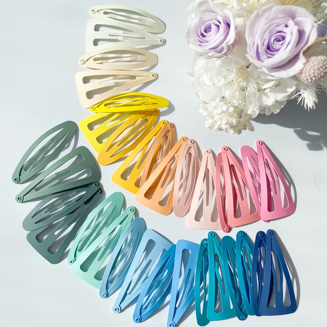 XL Pastel Coated Snap Clips, Women Hair Clips, Triangle Snap Clips ...